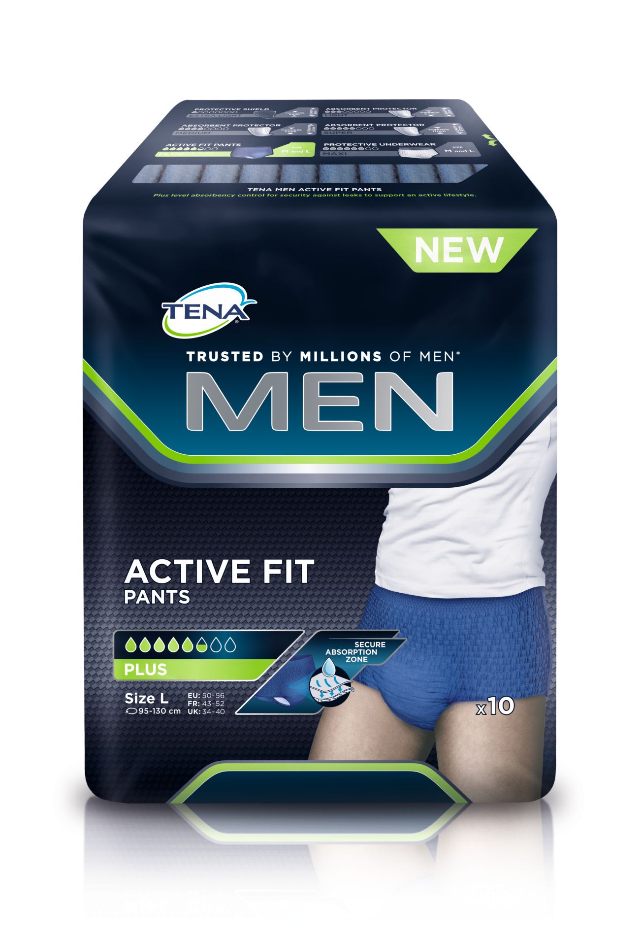 TENA MEN Active Fit Pants Plus Blau, L/XL, 40 Stück